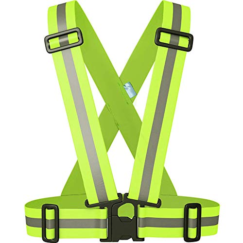 Shinecailife Extra Wide/Big High Visibility Safety Reflective Vest,2" Wide Strap,0.8" Wide Reflective Strip,Adjustable,Elastic for Safety Running,Construction,Cycling,Walking,Size 24-36(3XL-5XL)