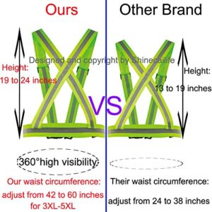 Shinecailife Extra Wide/Big High Visibility Safety Reflective Vest,2" Wide Strap,0.8" Wide Reflective Strip,Adjustable,Elastic for Safety Running,Construction,Cycling,Walking,Size 24-36(3XL-5XL)