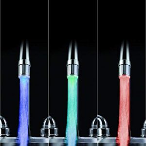 2 Pack Colorful LED Water Kitchen Faucet Light 3 Colors Changing Temperature Control.1