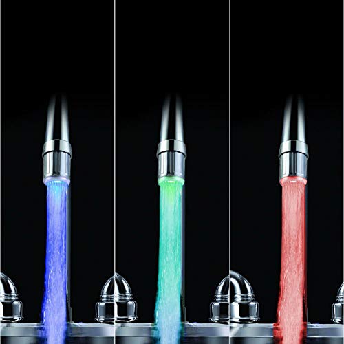 2 Pack Colorful LED Water Kitchen Faucet Light 3 Colors Changing Temperature Control.1