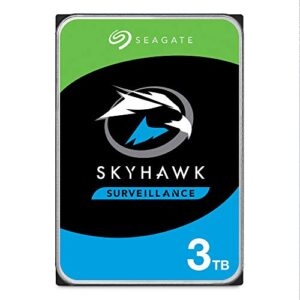 seagate skyhawk 3tb surveillance hard sata 6gb/s 256mb cache 3.5-inch internal drive-frustration free packaging (st3000vx009), 2 gal