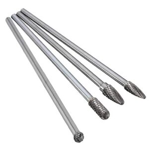 bestgle 4pcs 6mm(1/4”) shank tungsten carbide rotary cutting burr die grinder bit for diy woodworking, metal carving, polishing, engraving, drilling, 150-160mm length