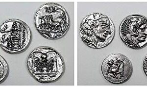 Silver Plated Ancient Greek Coins - Reproduction Tetradrachm - 5 Pieces Set