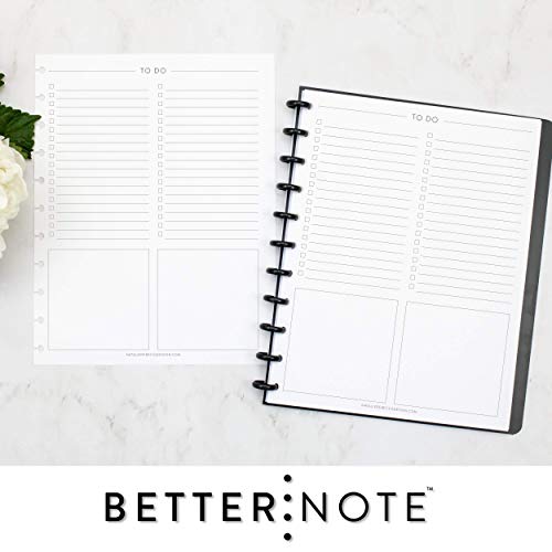 BetterNote To Do List Refill Pages for Discbound Notebooks, Fits Levenger Circa, Big Happy Planner, Staples Arc, TUL, Talia (Classic- 25 Sheets, 11-Disc, 8.5"x11")