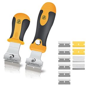 multi-purpose razor blade scraper | razor scraper set w/ 10pcs extra blades cleaning scraper tool - window scraper, glass scraper, blade scraper, paint scraper, oven scraper- extendable-handle design