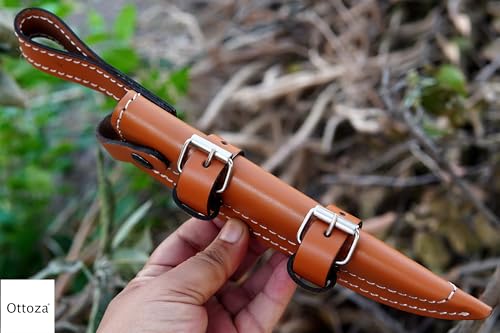 Ottoza Handmade Leather Knife Sheath SIDE DRAW Knife Sheath - Bushcraft Knife Sheath - Hunting Knife Sheath - Survival Knife Sheath - Vertical Knife Sheath Brown TOP GRAIN LEATHER No:75