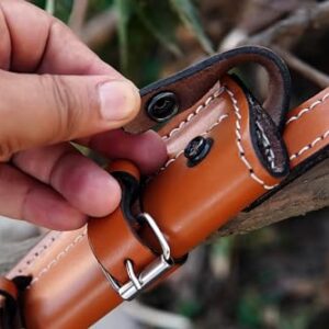 Ottoza Handmade Leather Knife Sheath SIDE DRAW Knife Sheath - Bushcraft Knife Sheath - Hunting Knife Sheath - Survival Knife Sheath - Vertical Knife Sheath Brown TOP GRAIN LEATHER No:75