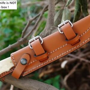 Ottoza Handmade Leather Knife Sheath SIDE DRAW Knife Sheath - Bushcraft Knife Sheath - Hunting Knife Sheath - Survival Knife Sheath - Vertical Knife Sheath Brown TOP GRAIN LEATHER No:75