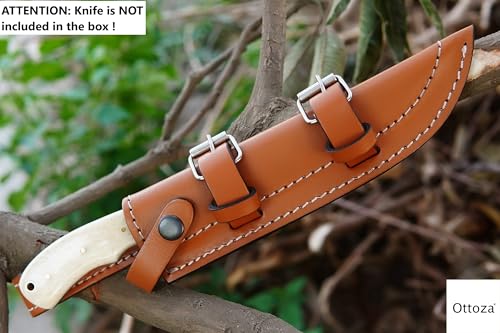 Ottoza Handmade Leather Knife Sheath SIDE DRAW Knife Sheath - Bushcraft Knife Sheath - Hunting Knife Sheath - Survival Knife Sheath - Vertical Knife Sheath Brown TOP GRAIN LEATHER No:75