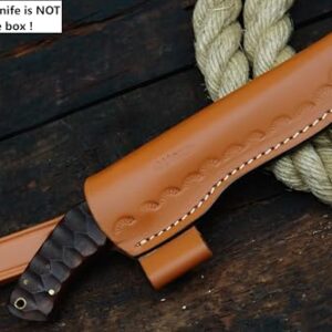 Ottoza Custom Handmade Brown 7" Leather Knife Sheath for 7 inch Blade for Bushcraft Knife - Hunting Knife - Camping Knife - Survival Knife - Fixed Blade Knives Vertical Carry/Cow-Buffalo Leather No:74