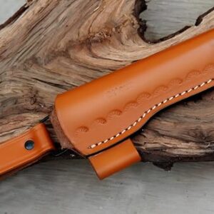 Ottoza Custom Handmade Brown 7" Leather Knife Sheath for 7 inch Blade for Bushcraft Knife - Hunting Knife - Camping Knife - Survival Knife - Fixed Blade Knives Vertical Carry/Cow-Buffalo Leather No:74