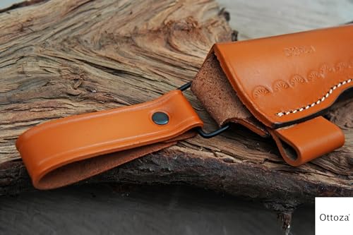 Ottoza Custom Handmade Brown 7" Leather Knife Sheath for 7 inch Blade for Bushcraft Knife - Hunting Knife - Camping Knife - Survival Knife - Fixed Blade Knives Vertical Carry/Cow-Buffalo Leather No:74