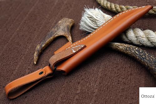 Ottoza Custom Handmade Brown 7" Leather Knife Sheath for 7 inch Blade for Bushcraft Knife - Hunting Knife - Camping Knife - Survival Knife - Fixed Blade Knives Vertical Carry/Cow-Buffalo Leather No:74