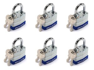 elitexion heavy duty laminated steel padlock, commercial grade keyed alike 1-inch (pack of 6)