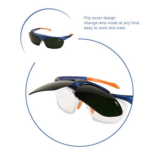 Holulo Flip-up Welding Goggles Eye Protective Safety Glasses for Welders with Transparent and Black Goggles Anti-Flog Anti-glare Anti-shock Welding Glasses