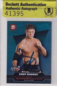 cody rhodes signed 2010 topps town wwe card tt13 bas coa new japan pro wrestling - autographed wrestling cards