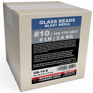 #10 glass beads - 8 lb or 3.6 kg - blasting abrasive media (extra fine) 100-170 mesh or grit - spec no 10 for blast cabinets or sand blasting guns - small beads for cleaning and finishing