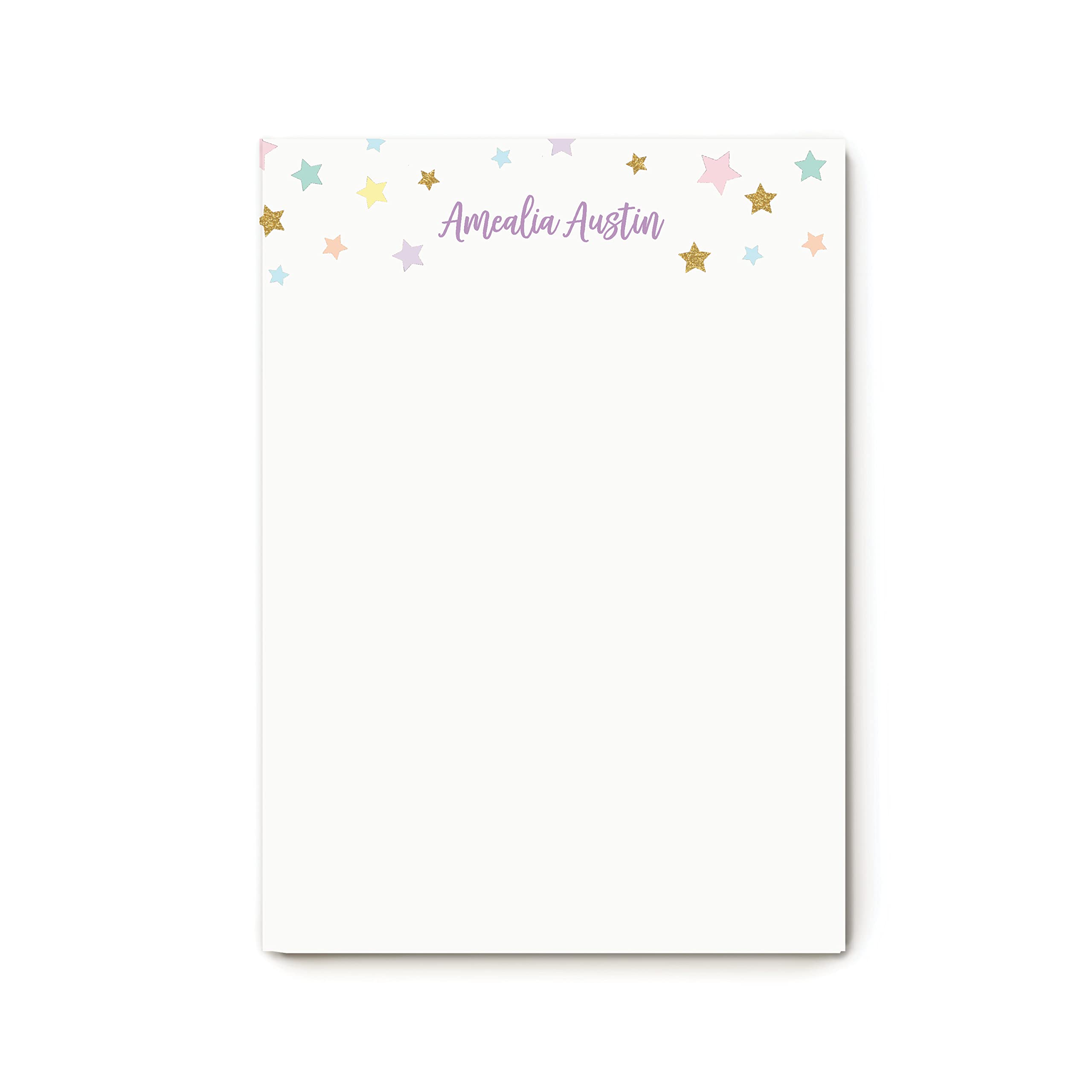 Personalized Cute Pastel Star NOTEPAD with Lines, Custom Kids, Young Girl Stationary Writing Pad - STARS NOTEPAD