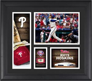 rhys hoskins philadelphia phillies framed 15" x 17" player collage with a piece of game-used baseball - mlb game used baseball collages