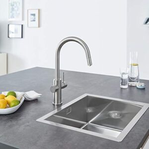 GROHE 31251DC2 Blue Water Filter Pull-Down Kitchen Faucet Supersteel (Stainless Steel)