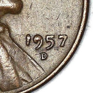 1957 D Filled 1 9 B BIE and Cud Errors Lincoln Wheat Cent Good