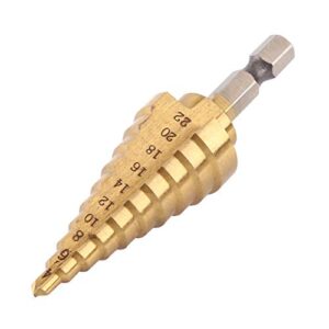 Step Drill Bit, High Speed Steel HSS Cone Drill Bit 1/4" Hex Shank Coated Hole Cutter 4-22mm