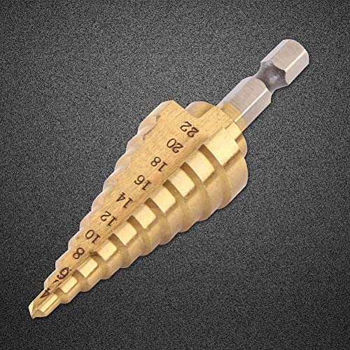 Step Drill Bit, High Speed Steel HSS Cone Drill Bit 1/4" Hex Shank Coated Hole Cutter 4-22mm