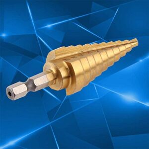 Step Drill Bit, High Speed Steel HSS Cone Drill Bit 1/4" Hex Shank Coated Hole Cutter 4-22mm