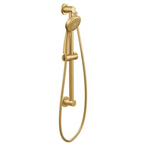 moen brushed gold eco-performance single function handheld shower with 24-inch slide bar, 3868epbg