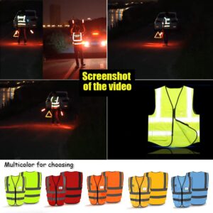 YOWESHOP High Visibility Safety Vest Custom Your Logo Protective Workwear 5 Pockets With Reflective Strips Outdoor Work Vest (Neon Yellow XL)