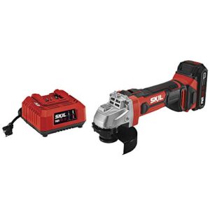 skil 20v 4-1/2 inch angle grinder, includes 2.0ah pwrcore 20 lithium battery and charger - ag290202