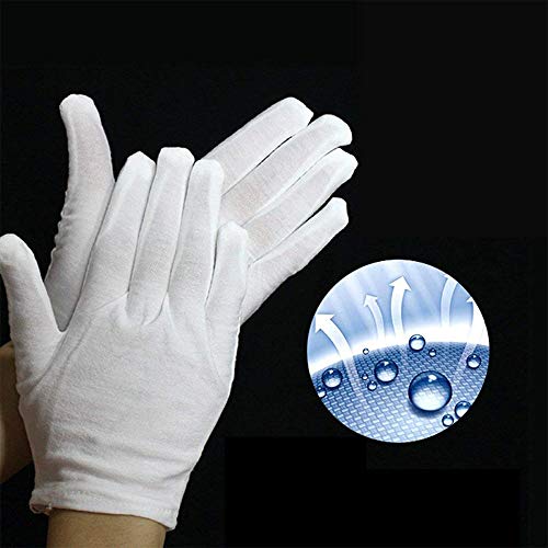 White Soft Cotton Gloves Handling Gloves Dry Hands,Photograph,Art Handling,Jewelry Silver Coin Inspections,Cosmetic(10 Pairs)