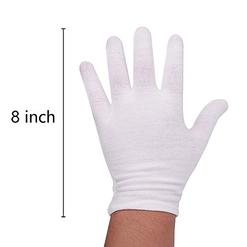 White Soft Cotton Gloves Handling Gloves Dry Hands,Photograph,Art Handling,Jewelry Silver Coin Inspections,Cosmetic(10 Pairs)