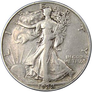 1938 d liberty walking half dollar vf very fine 90% silver 50c us coin