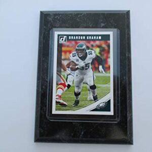 BRANDON GRAHAM PHILADELPHIA EAGLES 2018 DONRUSS PLAYER CARD MOUNTED ON A 4" X 6" BLACK MARBLE PLAQUE