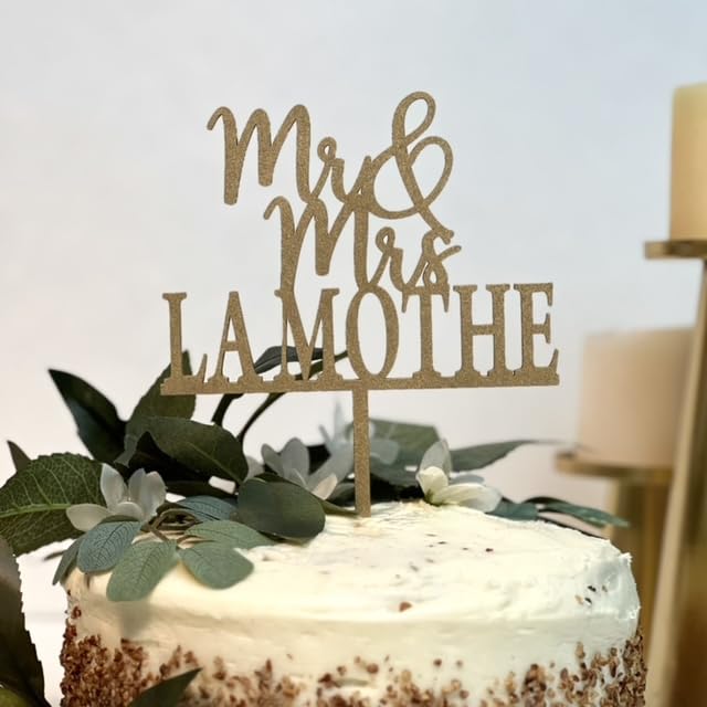 Personalized Wedding Cake Topper, Wooden Cake Toppers, Mr Mrs Customized Wedding Cake Topper Last Name Cake Topper