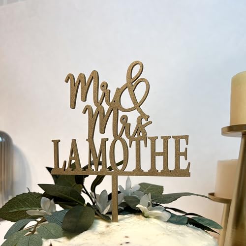 Personalized Wedding Cake Topper, Wooden Cake Toppers, Mr Mrs Customized Wedding Cake Topper Last Name Cake Topper