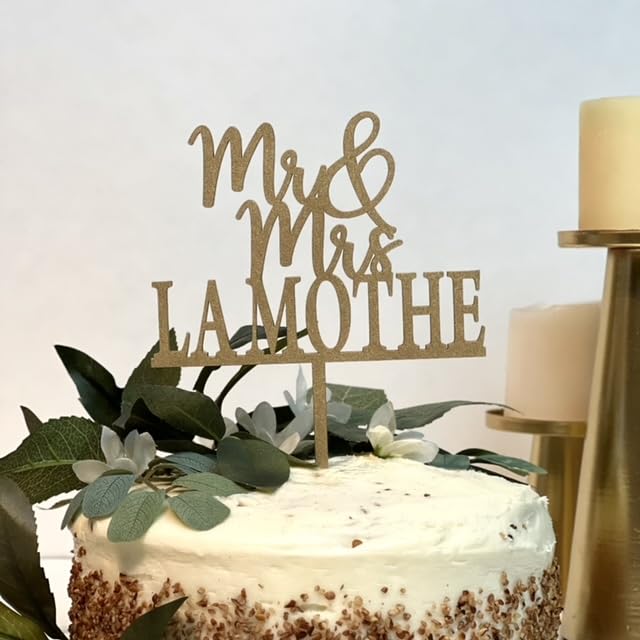 Personalized Wedding Cake Topper, Wooden Cake Toppers, Mr Mrs Customized Wedding Cake Topper Last Name Cake Topper