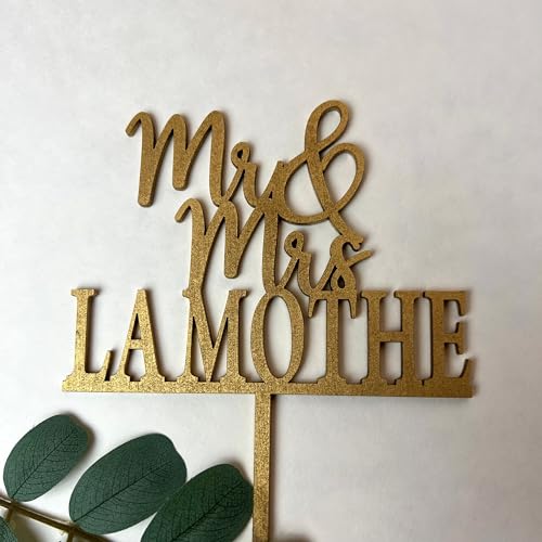 Personalized Wedding Cake Topper, Wooden Cake Toppers, Mr Mrs Customized Wedding Cake Topper Last Name Cake Topper