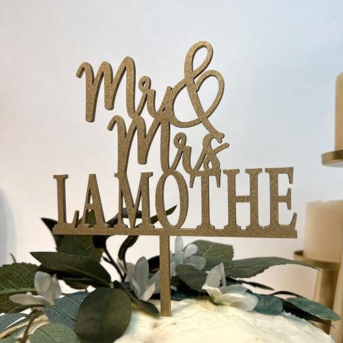 Personalized Wedding Cake Topper, Wooden Cake Toppers, Mr Mrs Customized Wedding Cake Topper Last Name Cake Topper