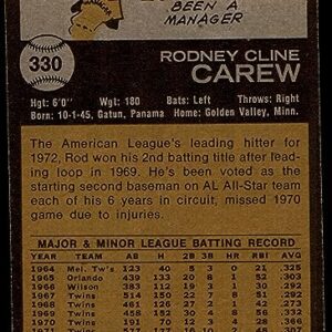 1973 Topps Regular (Baseball) card#330 Rod Carew of the Minnesota Twins Grade very good/excellent