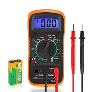 digital multimeter voltmeter battery circuit multi tester ohm volt amp ac dc voltage current continuity resistance diodes electrical test meter with test leads lcd display