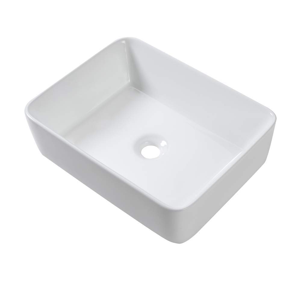 Vessel Sink Rectangle - Lordear 19 Inch Bathroom Sink Rectangular Modern Above Counter Bathroom Sink White 19x15 Inch Porcelain Ceramic Vessel Vanity Sink Art Basin