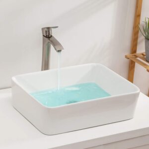 Vessel Sink Rectangle - Lordear 19 Inch Bathroom Sink Rectangular Modern Above Counter Bathroom Sink White 19x15 Inch Porcelain Ceramic Vessel Vanity Sink Art Basin