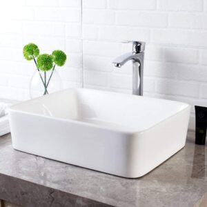 Vessel Sink Rectangle - Lordear 19 Inch Bathroom Sink Rectangular Modern Above Counter Bathroom Sink White 19x15 Inch Porcelain Ceramic Vessel Vanity Sink Art Basin