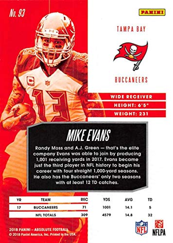 2018 Panini Absolute #93 Mike Evans Buccaneers