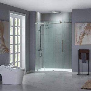 WOODBRIDGE MSDC4876-B Frameless Sliding Glass Shower Door | 44"-48"W x 76"H | Brushed Nickel Finish