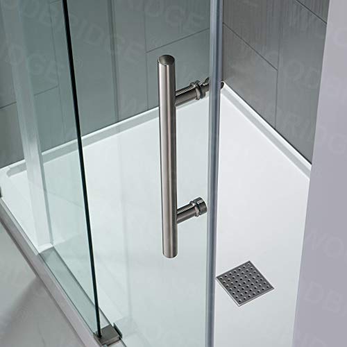 WOODBRIDGE MSDC4876-B Frameless Sliding Glass Shower Door | 44"-48"W x 76"H | Brushed Nickel Finish