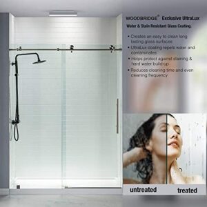 WOODBRIDGE MSDC4876-B Frameless Sliding Glass Shower Door | 44"-48"W x 76"H | Brushed Nickel Finish