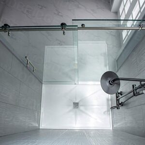 WOODBRIDGE MSDC4876-B Frameless Sliding Glass Shower Door | 44"-48"W x 76"H | Brushed Nickel Finish